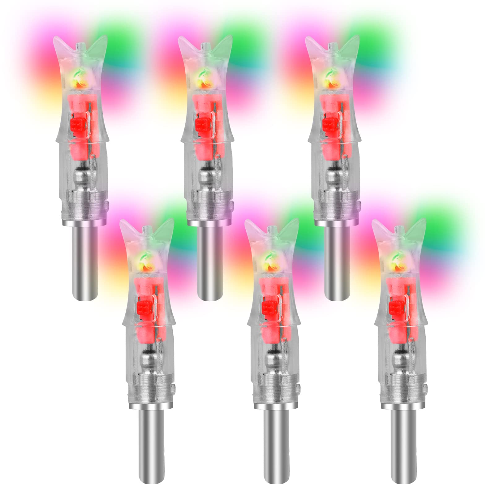GOTIDA X Lighted Nocks for Arrows: Lighted Nocks 7.62mm,6pcs LED Nock Tail Illuminated Lighted Archery Nocks with ON/Off Switch Nocturnal Lighted Knocks for Arrows Lighted Arrow Nocks