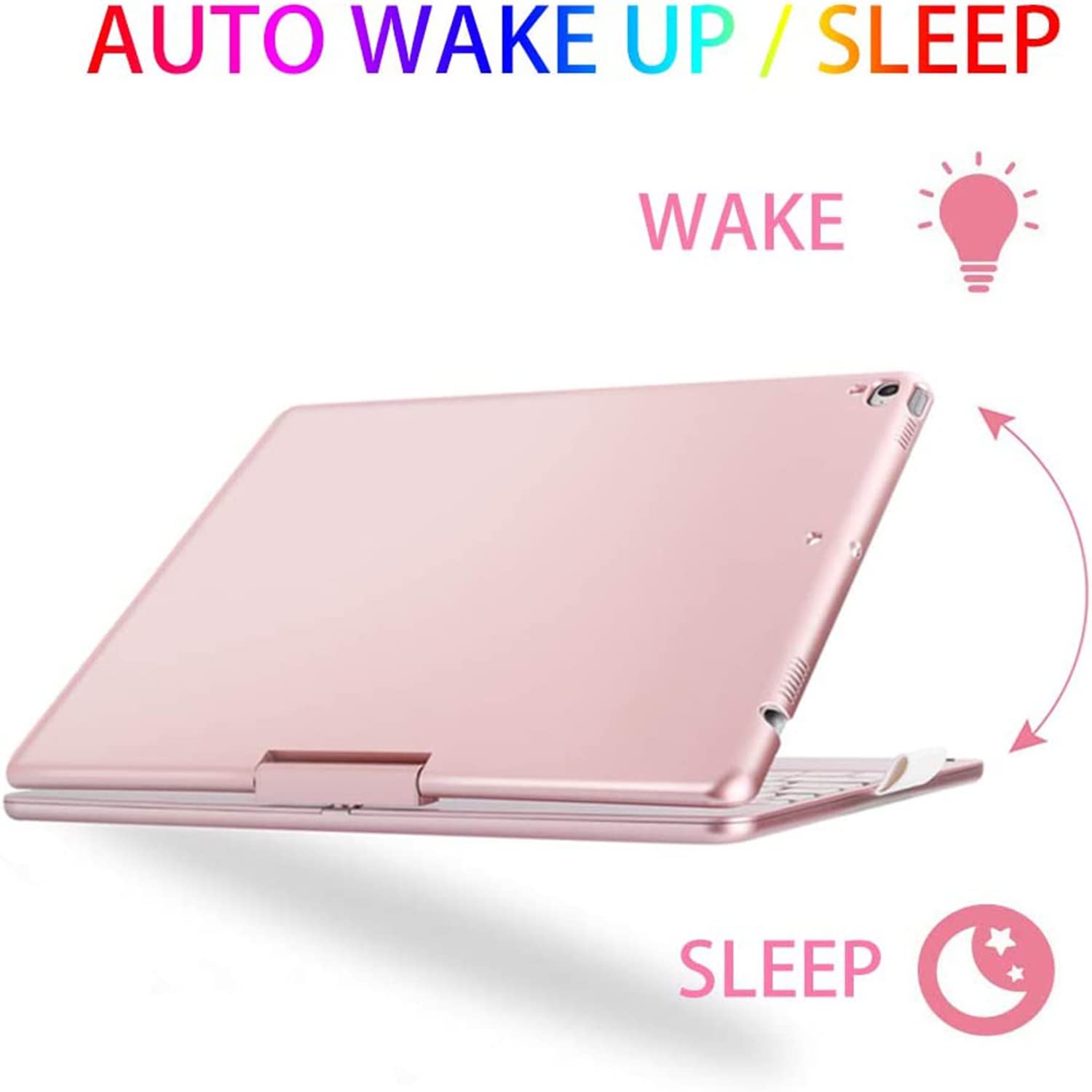 iPad Keyboard Case 9.7 for iPad 2018 (6th Gen) - 2017 (5th Gen) - iPad Pro 9.7- iPad Air 2/Air 1 - Backlit 10 Colors Light - Wireless Keyboards Auto Sleep/Wake iPad Case with Keyboard - Rose Gold