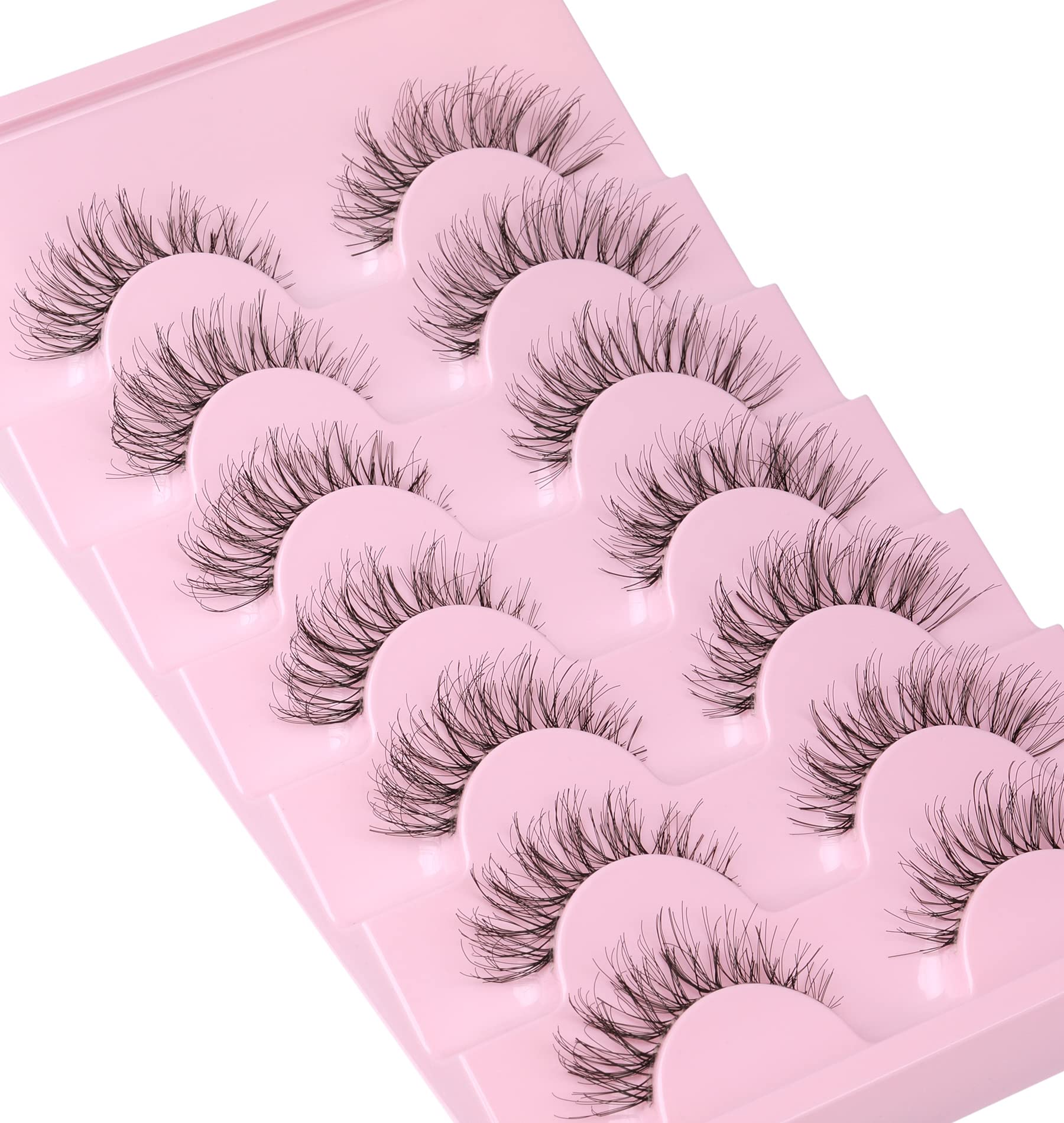 Lashes Wispy Natural Look Cat eye Fluffy Electric False Eyelashes Lvmixwig Clear Band Faux Mink EyeLashes Handmade Reusable Ruffle Silk Lashes Pack