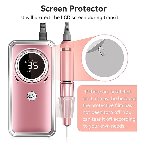 Nail Drill 35000RPM, Rechargeable Electric Nail Drill Machine, Cordless Nail File Drill E File for Acrylic Gel Grinder Tools with 11Pcs Nail Drill Bits for Manicure Pedicure Shape Carve Polish