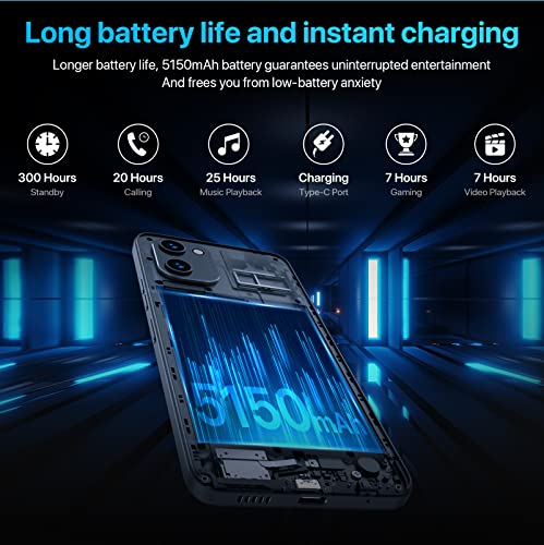 UMIDIGI Cell Phone G1 MAX, Android12 Unlocked Smartphone, Dual Sim 4G LTE Mobile Phone, 128GB/256G Expandable, 6.52" HD+ Night Mode,5150mAh, GSM Unlocked Phone