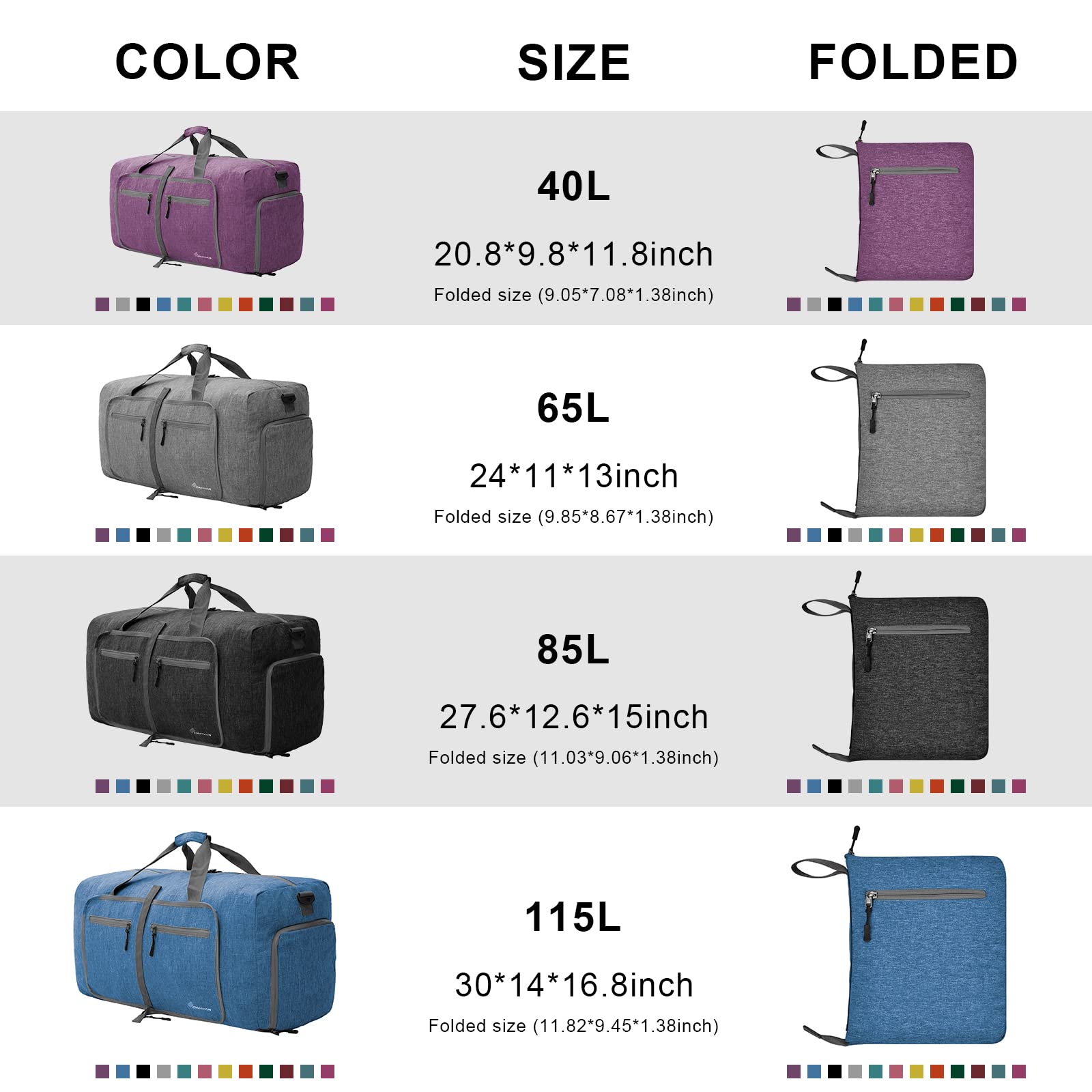 Duffel Bag 65L Packable Duffle Bag with Shoes Compartment Unisex Travel Bag Water-Resistant Duffle Bag(Black,65L)