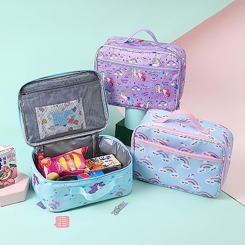 Rxudurp Pink Kids Unicorn Backpack For Girl,Cartoon Large Capacity Elementary Bookbag Lightweight Causal Travel Bag With Lunchbag