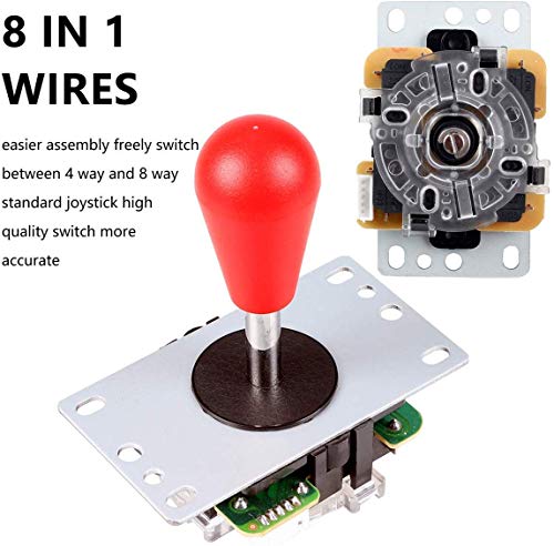EG STARTS Arcade Gamepads & Standard Controllers DIY Games MAME Kit 2 Ellipse Oval Joystick + 20 LED Chrome Buttons (Mixed-Colors)