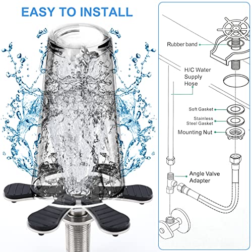 Glass Rinser for Kitchen Sink,Glass Washer with 360 ° Rotation,304 Stainless Steel Faucet Cup Washer,Sink Accessories for Coffee Shop Bars (Silver)