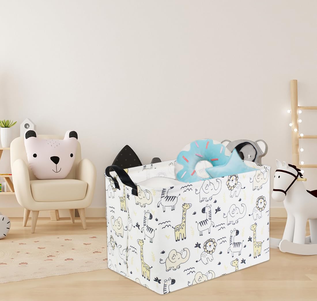 HIYAGON Rectangular Dog Toy Bin,Fabric Dog Toy Storage Basket Storage Boxes,Collapsible Storage Basket for Pet Toys, Blankets, leashes, chew Toys, Diapers