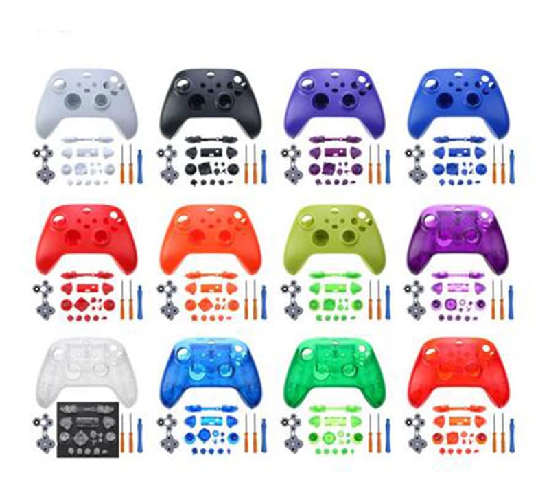 Front Faceplate Cover + Back Housing Shell Case with Full Buttons Tools for Xbox Series X S Controller Housing Shell Replacement (Clear)