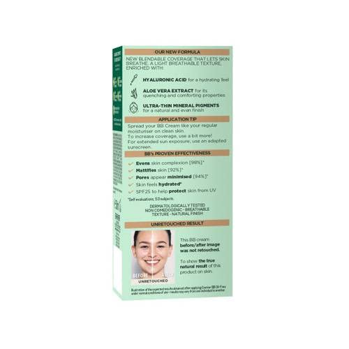 Garnier Skin Naturals Combination to Oily Skin Hyaluronic Aloe All-in-1 BB Medium Cream, 50ml