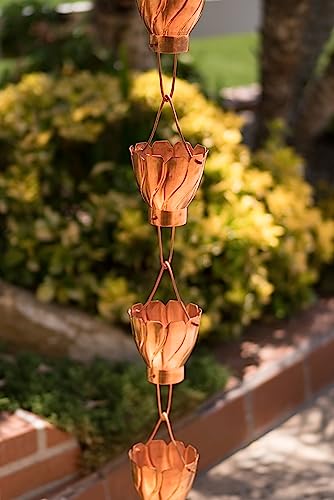 Monarch Rain Chains 14003 Pure Copper Akira Rain Chain, 8-1/2 Feet Length Replacement Downspout for Gutters