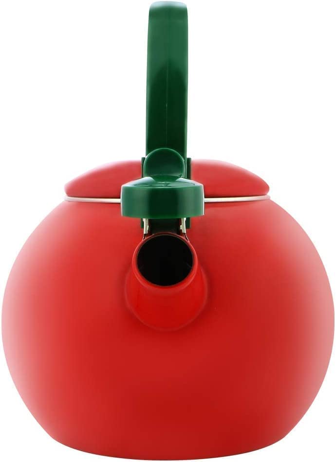 Whistling Tea Kettle for Stove Top Enamel on Steel Teakettle, Supreme Housewares Apple Design Teapot Water Kettle Cute Kitchen Accessories Teteras (1.6 Quart, Apple)