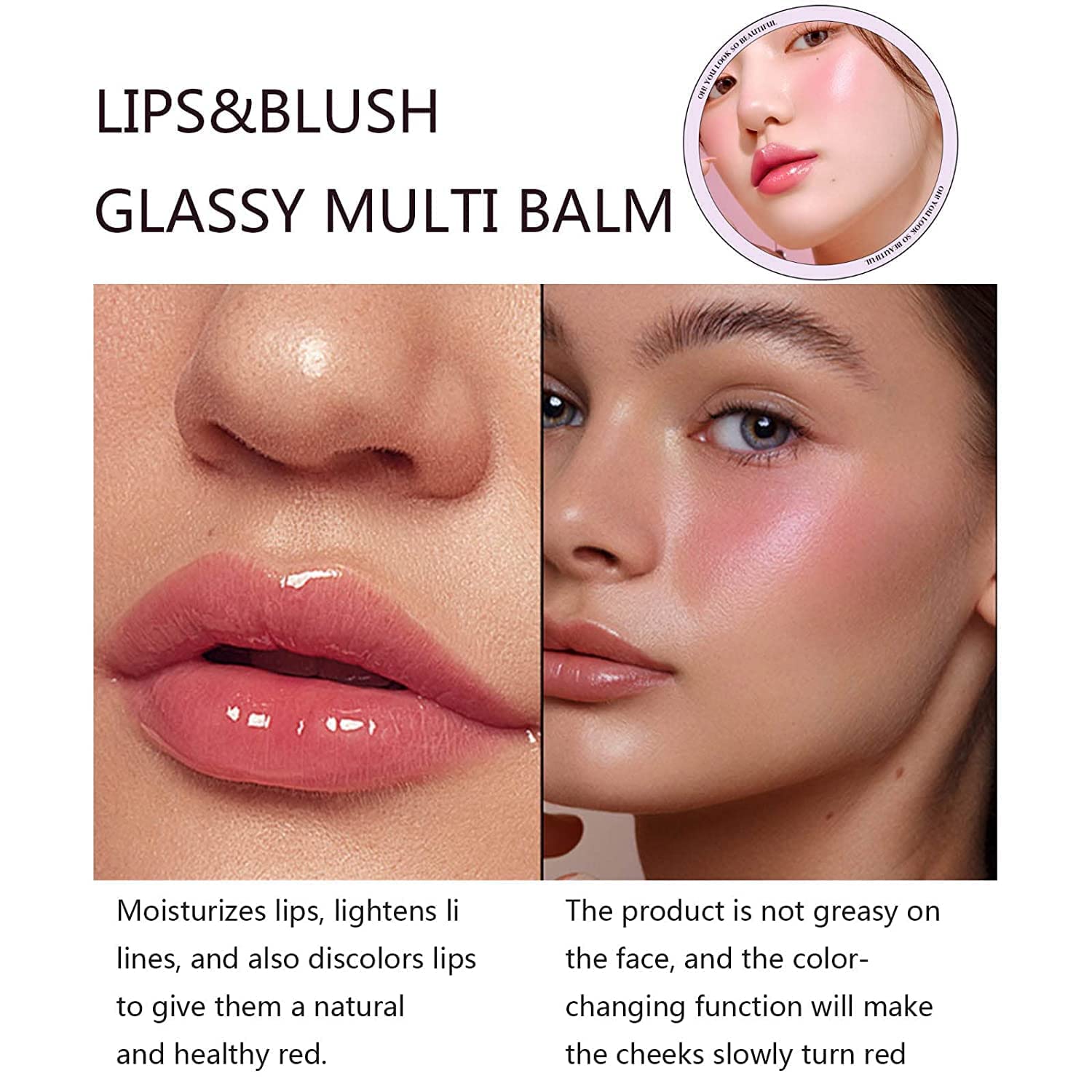 Minfei Color Changing Blusher Cream for Cheek & Lip Moisturizing Blush Rouge Soft Cream Liquid Blush Multi Use Waterproof Blusher for Cheeks & Lips Tint Glossy Lightweight Long Lasting Blush Makeup