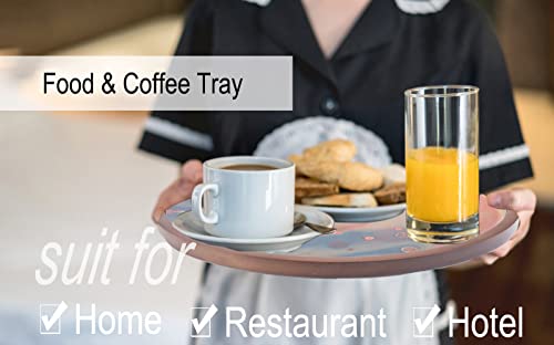 Wood Decorative Tray Round Serving Trays,Ottoman Tray Platter Coffee Table Trays for Home,Restaurant,Hotel,Deco,Food,Tea Tray