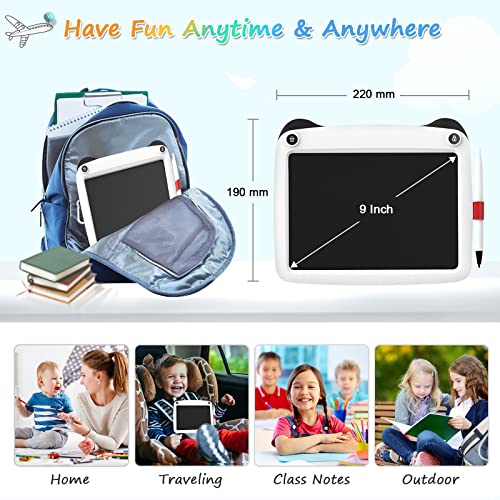 Kids Toys LCD Writing Tablet,9 Inch Colorful Screen Doodle Board,Erasable and Portable Drawing Pad for Birthday Christmas (White)