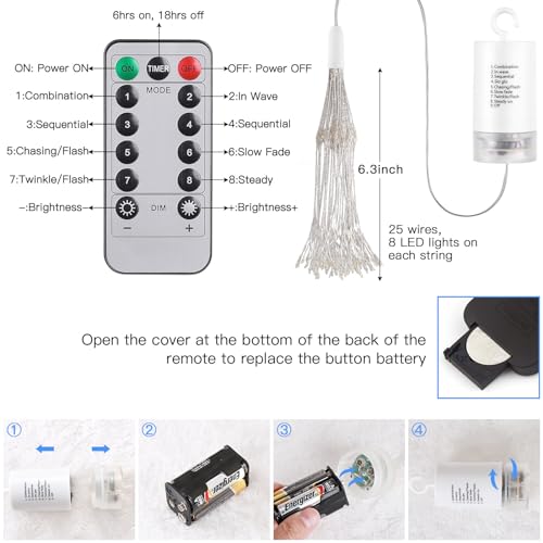 LetsFunny Fairy Starburst Christmas String Lights Wire Lights, 200 LED DIY 8 Modes Dimmable Lights with Remote Control, Decorative Hanging Starburst Lights Christmas Patio Indoor Outdoor Decoration