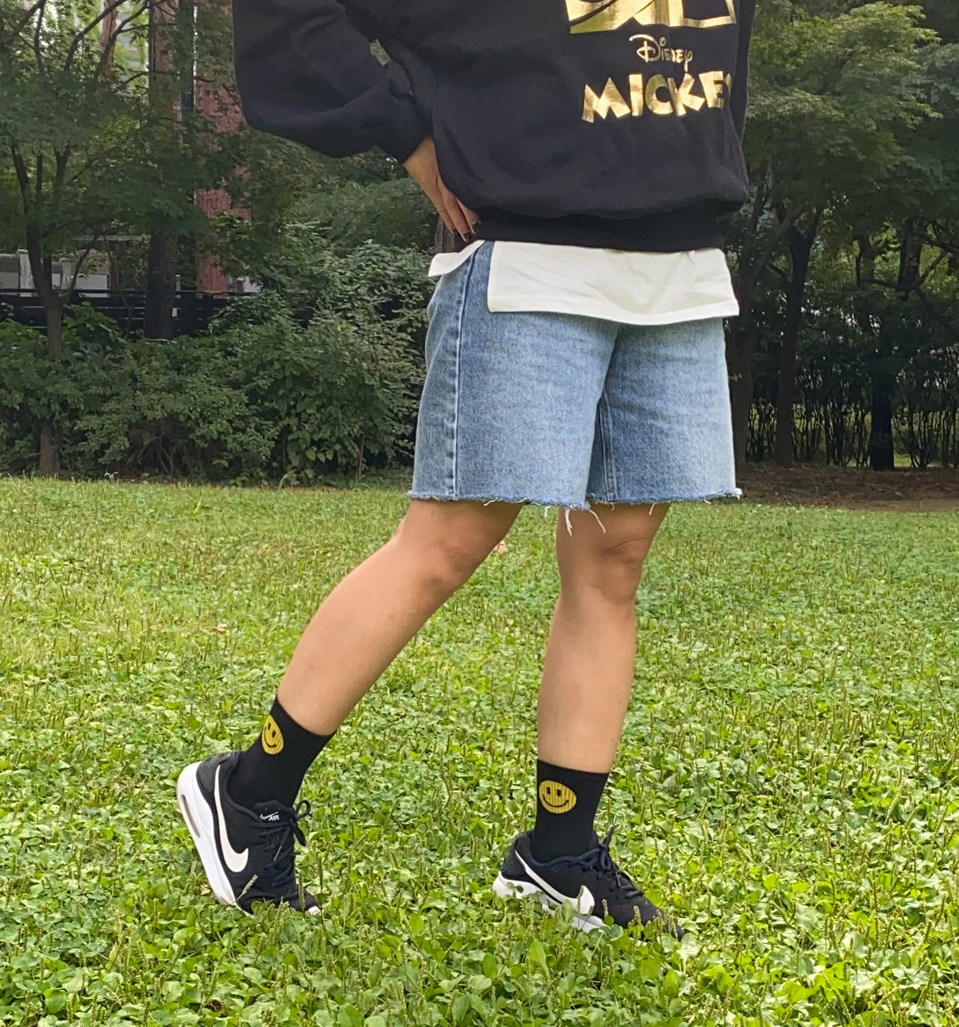 holawit Happy Face Fun Design Positive Smile Black & White Variety Crew Socks 5P Set