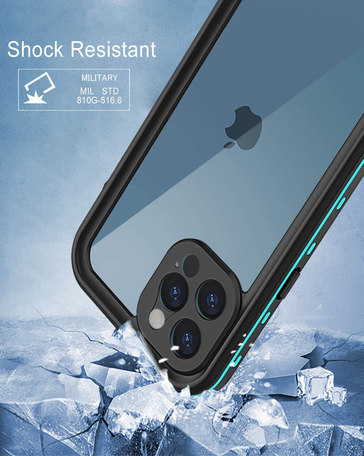 LOVE BEIDI iPhone 12 Pro Max Waterproof Case 6.7'' with Screen Protector - Full Body Shockproof, Dust Proof, Thermoplastic Blue Cover