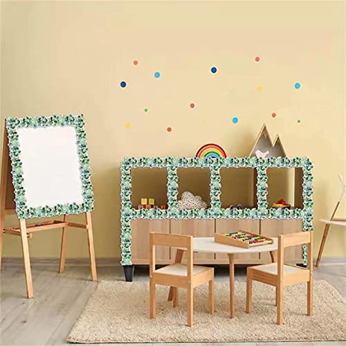 Eucalyptus Border Bulletin Board Classroom Boho Bulletin Wall Decor Trim Border Decor Wall Decals Border Tropical Leaves Greenery Wall Decoration (Eucalyptus Style, 49ft)