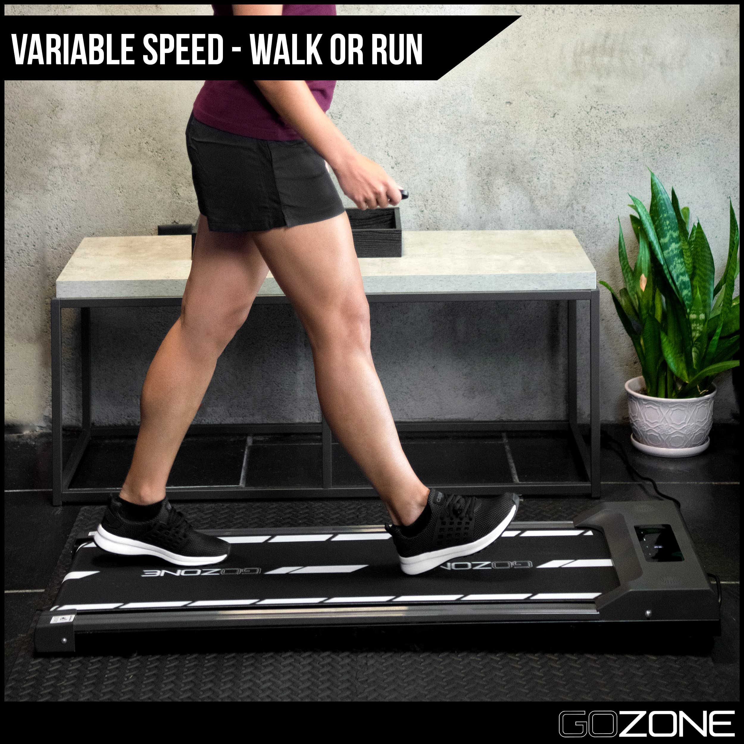 GoZone Under Desk Treadmill, Compact Walking Pad for Home and Office, Black/Grey