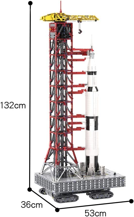 Launch Tower Compatible with Lego Ideas NASA Apollo Saturn V 92176/ 21309 Outer Space Model Rocket Building Kit; Mk I Launch Tower Large Base Building Toy for Kids and Adults; 7704 PCS with PF Motors