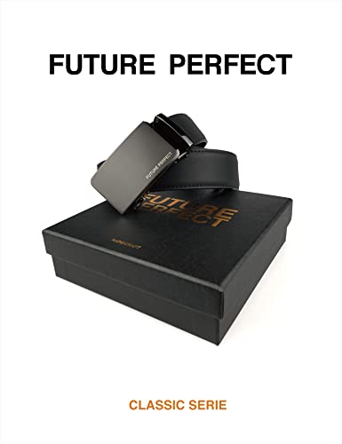 Future Perfect Men's Belt, Genuine Leather Ratchet Reversible classic Slide Buckle for Jeans Dress, Adjustable Trim to Fit