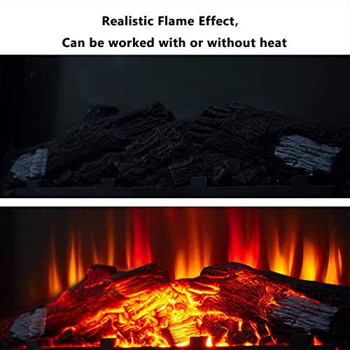 SussLi Electric Fireplace, 25 Inch Electric Fireplace Mantel Heate, Realistic Flame, Overheating Protection, for Small Spaces, Living Room Bedroom - 1400W (25in)
