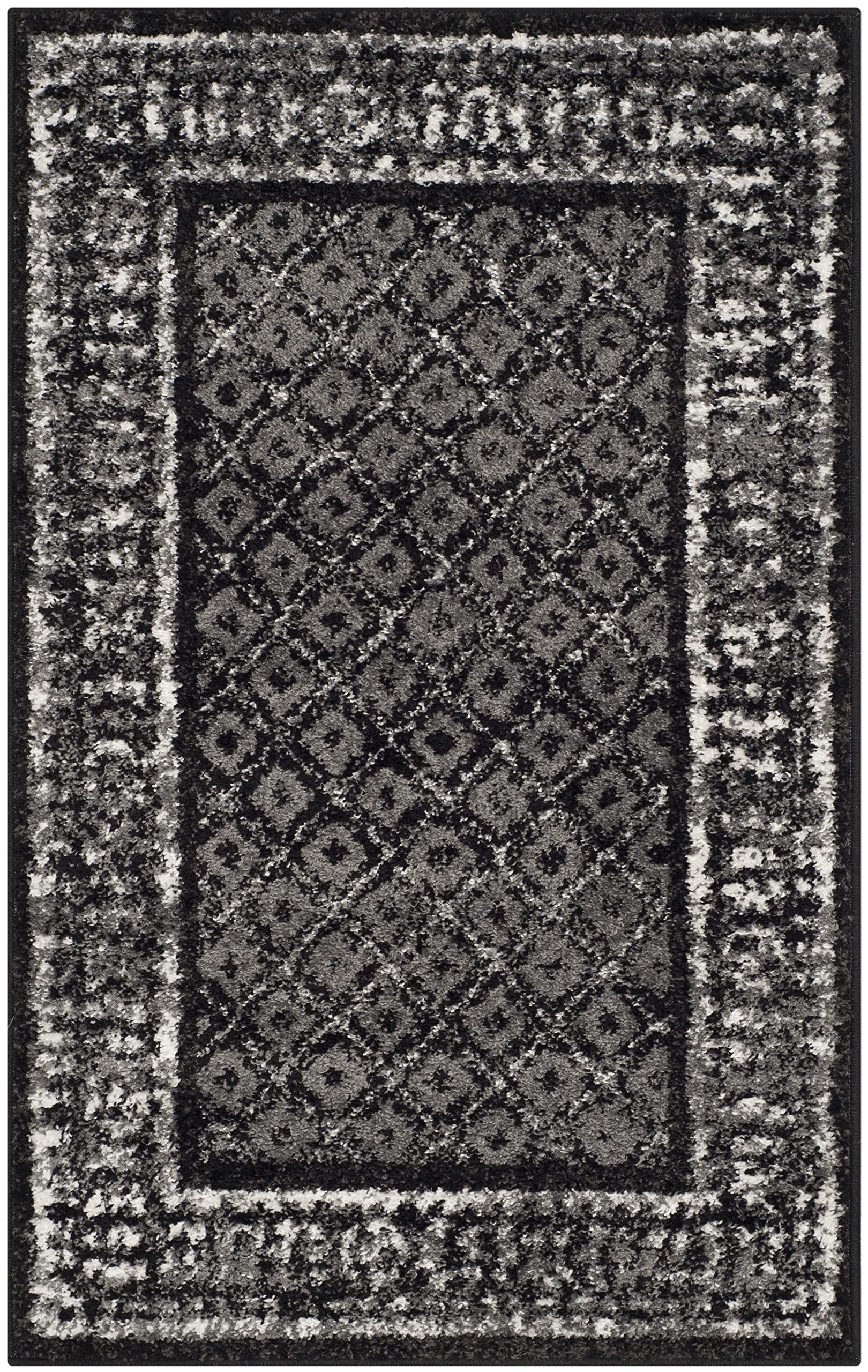 SAFAVIEH Adirondack Collection Accent Rug - 2'6" x 4', Black & Silver, Distressed Design, Non-Shedding & Easy Care, Ideal for High Traffic Areas in Entryway, Living Room, Bedroom (ADR110A)