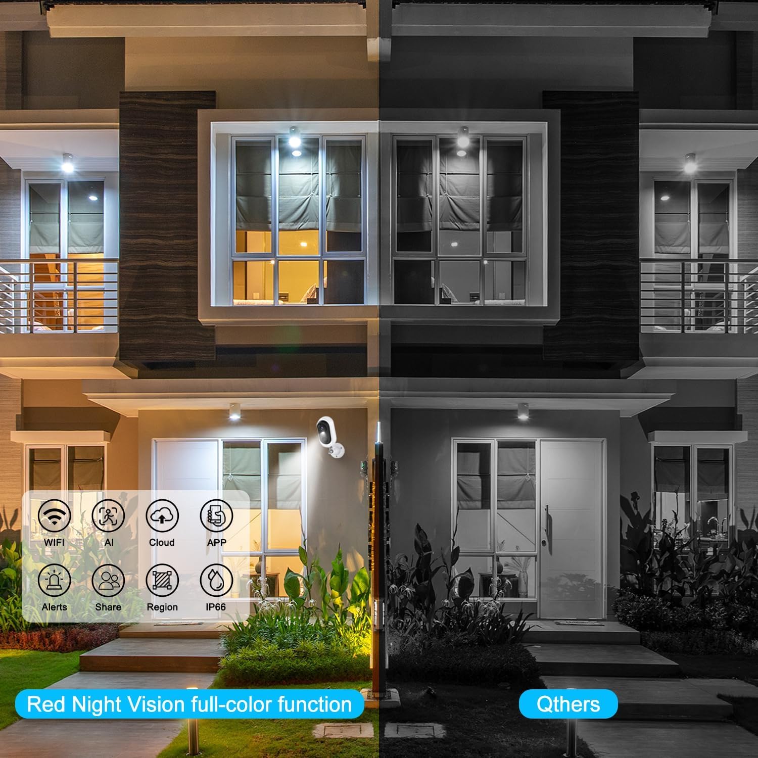 Heyall Cameras for Home Security: Battery Powered Outdoor Camera Wireless WiFi Home Surveillance with Spotlight & Siren Alarm 1080P Color Night Vision AI Motion Detection Sensor 2-Way Talk Cloud/SD