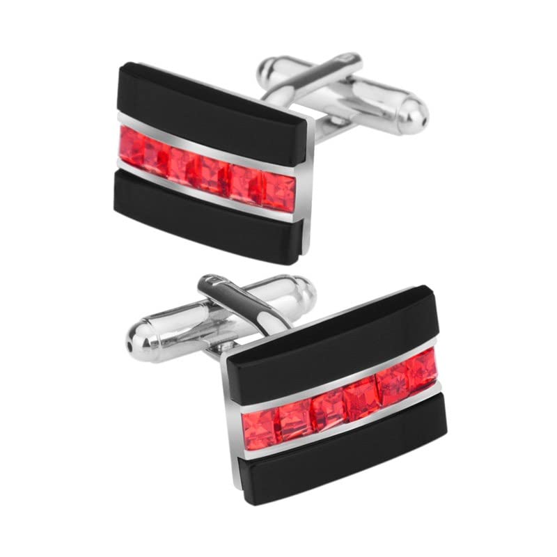 GPPZM Shirt Cufflinks for Mens Cuff Buttons Black Onyx Red Crystals Cuff Links Wedding Party Cufflink (Color : A, Size : One Size)