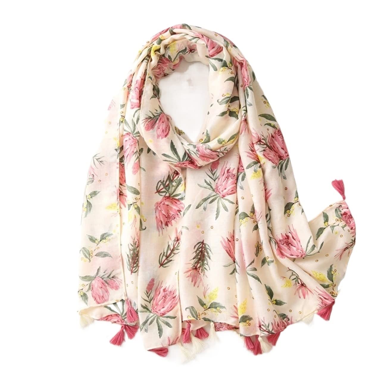 GPPZM Summer Women Scarf Retro Flower Print Shawls and Wraps Beach Scarves (Color : A, Size : One Size)