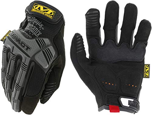 Mechanix Wear: M-Pact Work Gloves with Secure Fit, Work Gloves with Impact Protection and Vibration Absorption, Safety Gloves for Men (Black/Grey, Large)