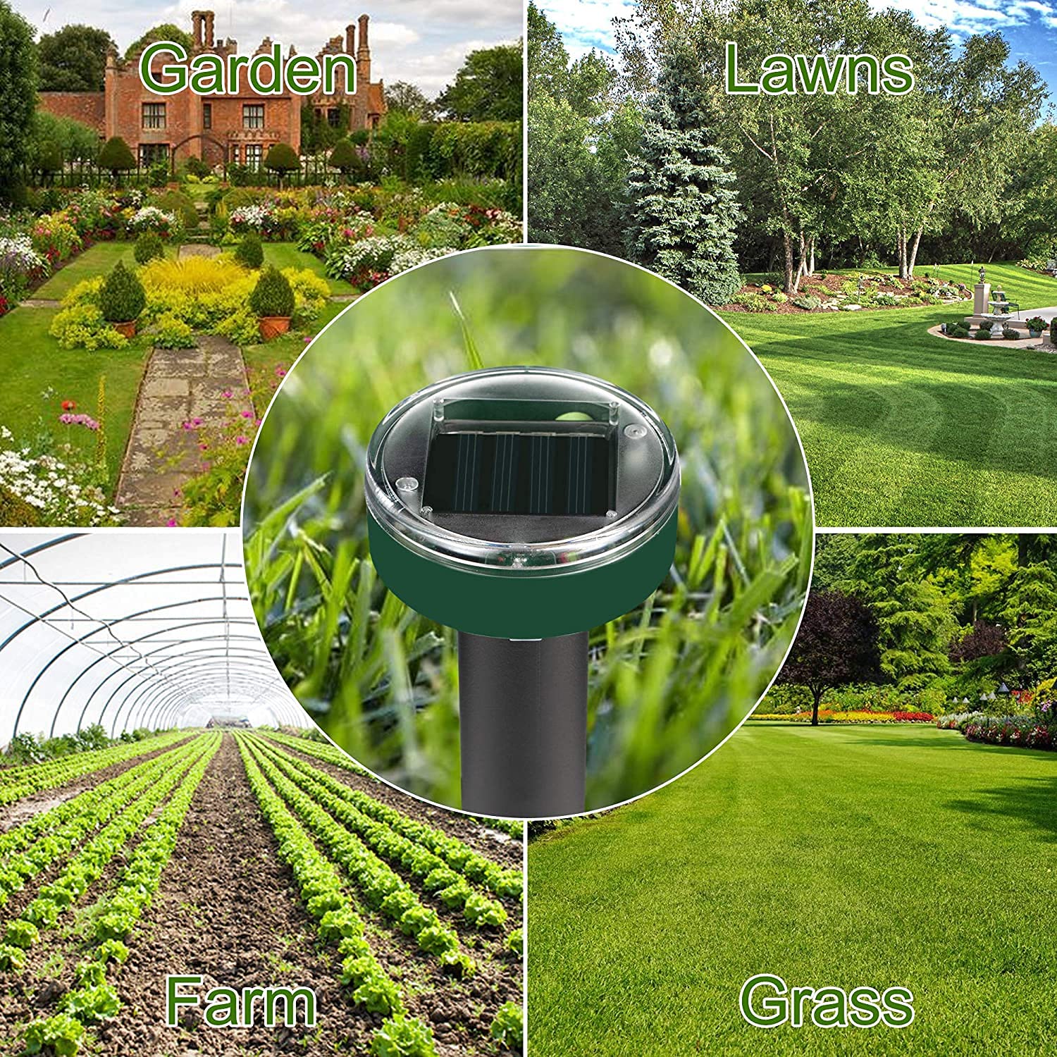 JL JIA LE Solar Mole Repellent 8 Pack Outdoor Ultrasonic Gopher Control Spikes Waterproof Sonic Device Ultrasonic Gopher Repellent