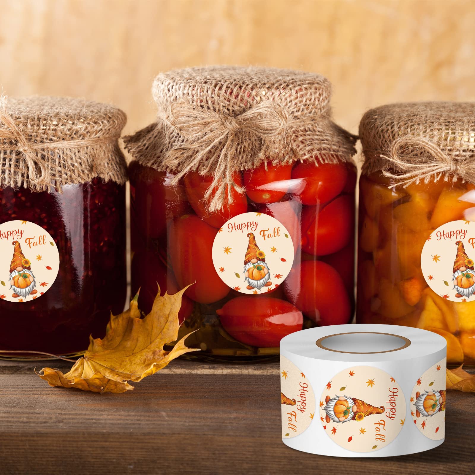 Heyfibro 500 PCS Happy Fall Y'all Stickers, 1.5 Inch Thanksgiving Stickers Label for Packing, Party, Bags, Boxes(Gnomes)