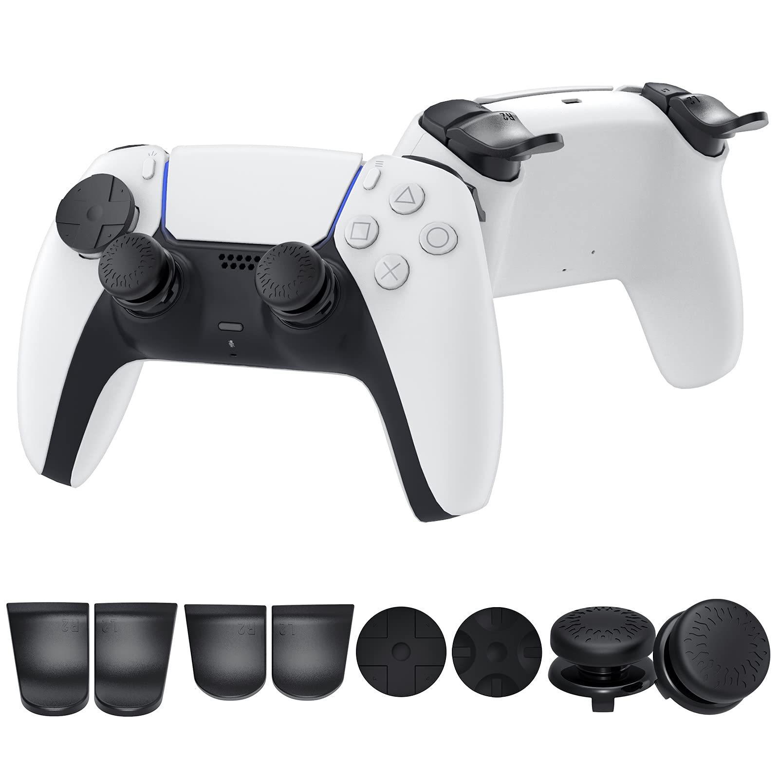 FASTSNAIL Bundle Packages for PS5 Console 8 in 1 Accessories for Playstation 5 with Printing Thumb Grip Cover, Trigger Extenders for PS5 Pro Controller