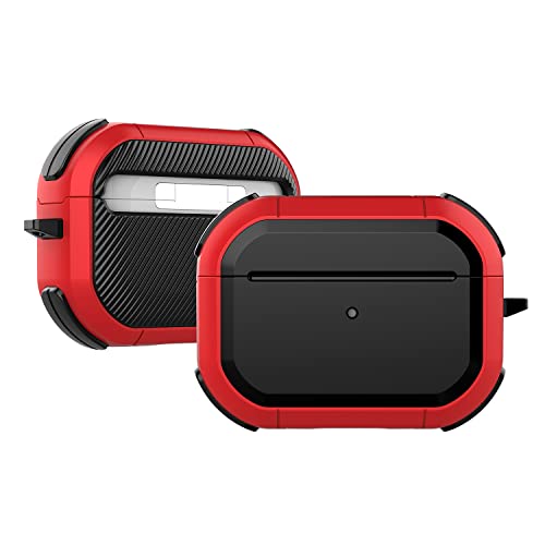 SaharaCase Armor Series Case for Apple AirPods Pro 2 (2nd Generation) [Rugged] Full Body Protection Antislip Grip Slim with Keychain (Red)