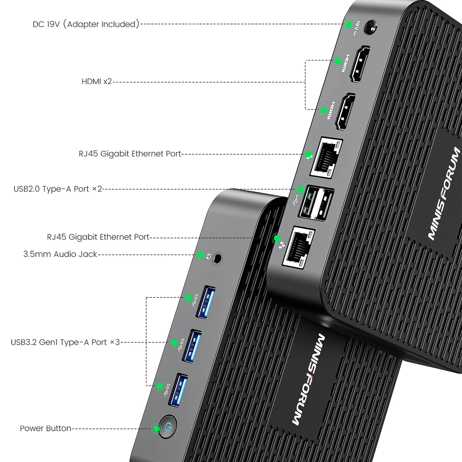Mini PC 7th Gen AMD A4-9120C APU,AMD Radeon R3 graphics with 4GB DDR4 64GB eMMC Windows 10 Pro Mini Computer Dual HDMI, 2x RJ45 , 5 x USB ports, Support 2.5 Inch HDD/M.2 2280 PCIe3.0 SSD/Auto Power On