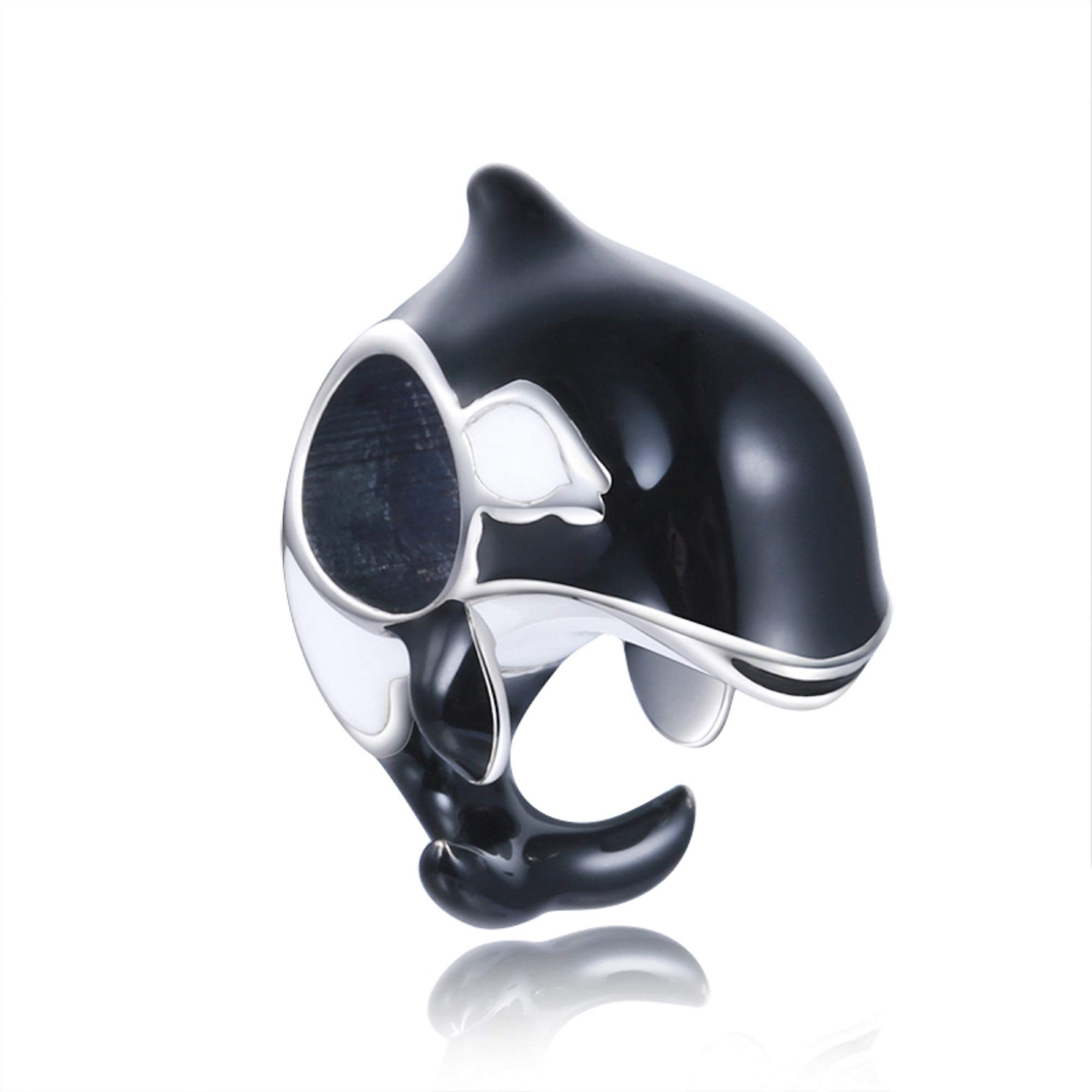 EvesCity Genuine Bolenvi 925 Sterling Silver Orca Whale Dolphin Ocra Charm Beads Pendants for Charms Bracelets & Necklace