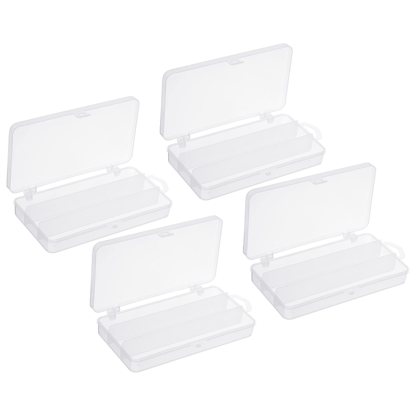 Fishing Tackle Accessory Box, 4 Pack Plastic 3-Grid Fish Lure Bait Hooks Organizer, Clear