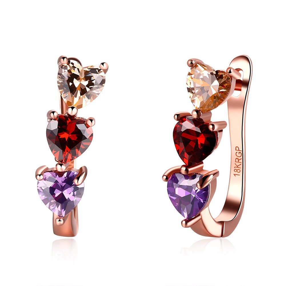 FXGHYH Dainty 18K Gold Plated Rainbow Colorful Crystal Love Heart