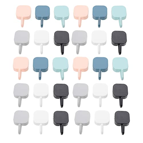 Homoyoyo 60pcs Sticky Key Holder Hooks Entryway Coat Xcm Self Hangers Heavy Office for Nail Hanging Hallway Utility Multipurpose Towel Square Bags Coats Bathroom Hat on No Drilling Wall