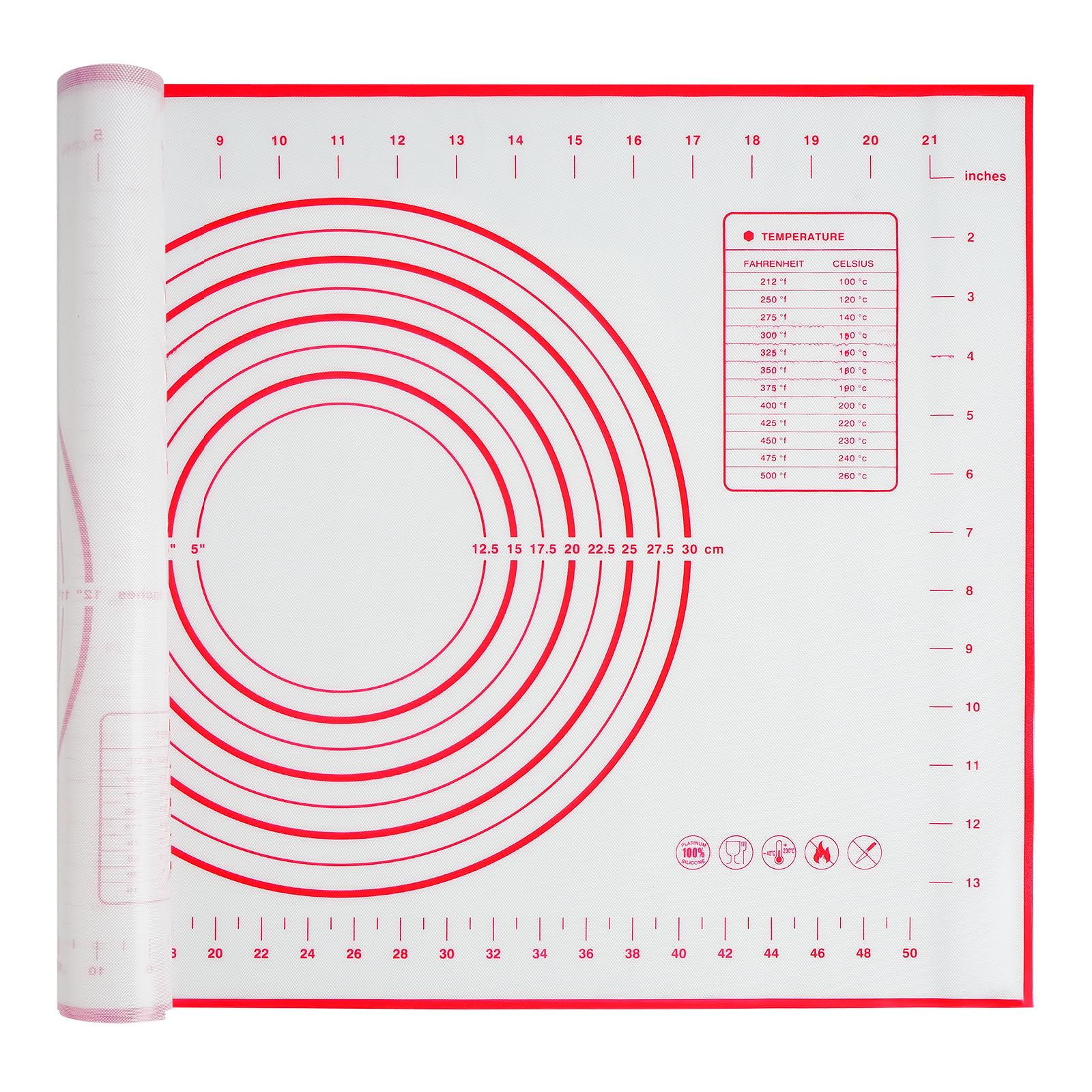 Large Silicone Baking Mat, 16" x 24" Pastry Mat Baking Mats Silicone for Rolling Out Dough Non Slip, Dough Mat Pie Crust Rolling Mat Fondant Mat Oven Liner with Measurement