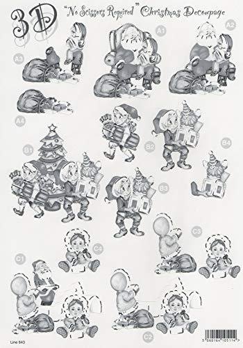 Ecstasy Crafts Craft Uk Silver Christmas Decoupage -Elf With Presents