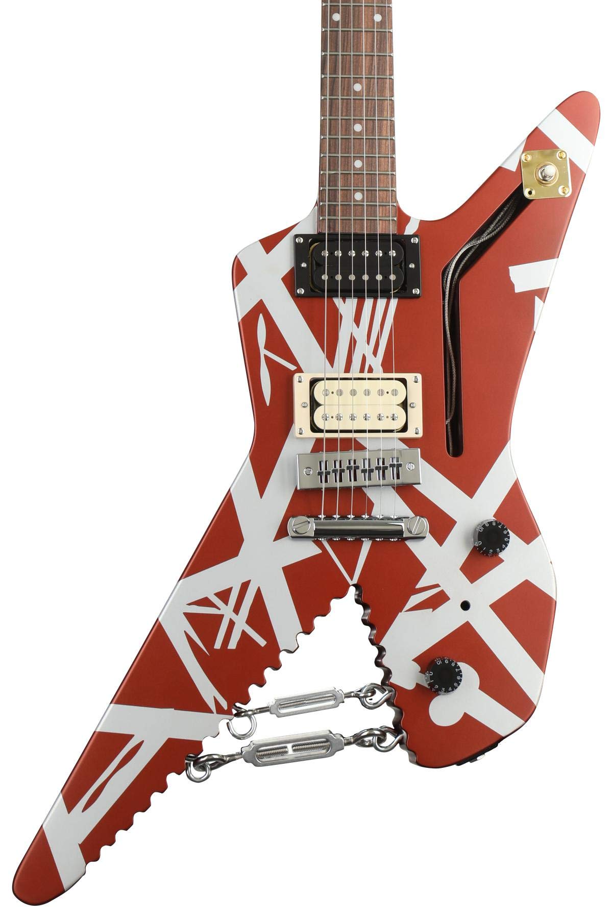 EVH Striped Series Shark - Burgundy with Silver Stripes