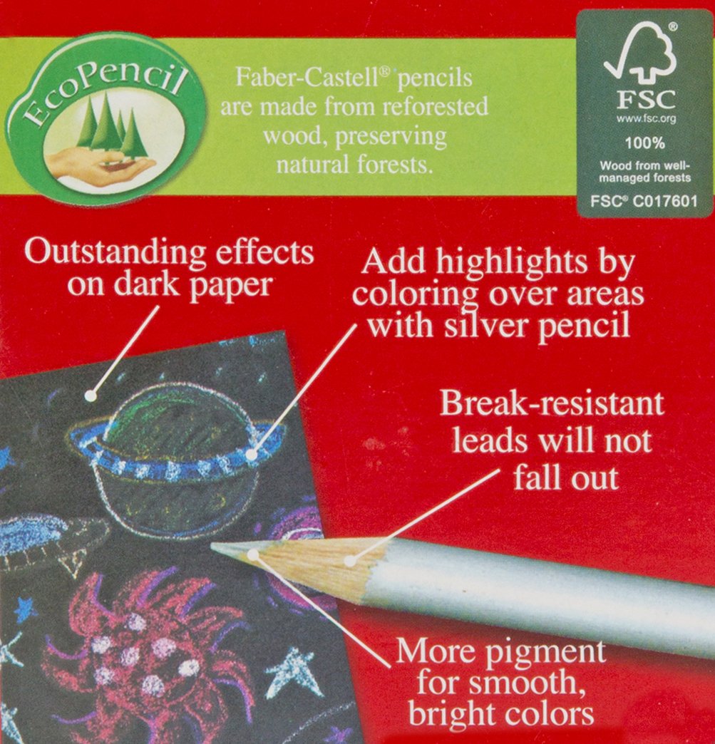Faber Castell Metallic Colored Ecopencils - 12 Break Resistant Coloring Pencils