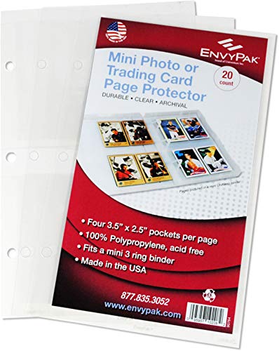 EnvyPak Platinum Series 4 Pocket Trading Card Page for Mini Binders - Pack of 20 Pages