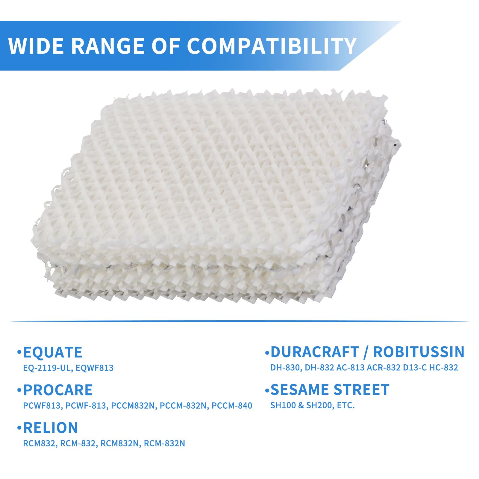 Fbzrnik WF813 Humidifier Filter Replacement for Equate EQ-2119-UL EQWF813, Relion RCM-832 RCM-832N, ProCare PCWF813 PCWF-813 PCCM-840 PCCM-832N Cool Mist Humidifiers Wick Filters (2 Pack)