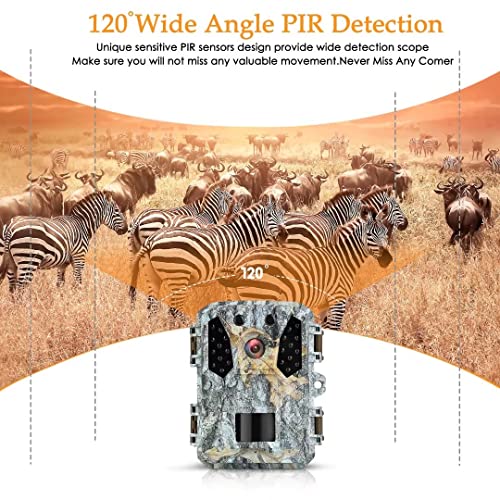 Hawkray Trail Camera 20MP 1080P,Free 32G Micro SD Card and 4AA Batteries,120°Wide-Angle Motion Latest Sensor View 0.2s Trigger time,IP65Waterproof,Game Cameras for Wildlife Monitoring…