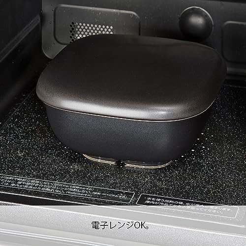 HARIO GO-2B Rice Pot, Microwave Safe, Black, 2 Pieces, Made in Japan