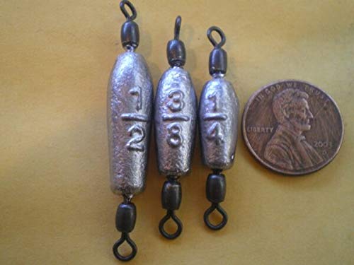 Fishing Tackle Lure 36 PCS. TROLLING Sinker W/#7 Black Crane Swivel 1/2, 3/8, 1/4 OZ. 12ea.
