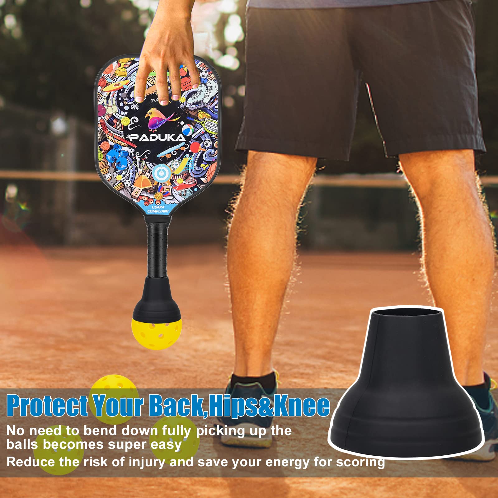 Graphite Pickleball Paddles Set, Carbon Fiber Lightweight Pickleball Racket with Cover and Balls, Ergonomically Designed Grip with Comfortable Grip and Stability