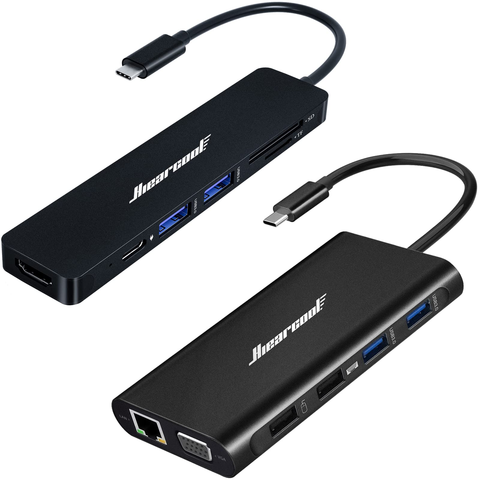 Hiearcool USB C Hub, Adapter USB C Dongle for MacBook Pro, 7 in 1 USB C to HDMI Multi-port Adapter,USB-C Laptop Docking Station,11 in 1 Triple Display Type C Adapter Compatible for MacBook and Windows